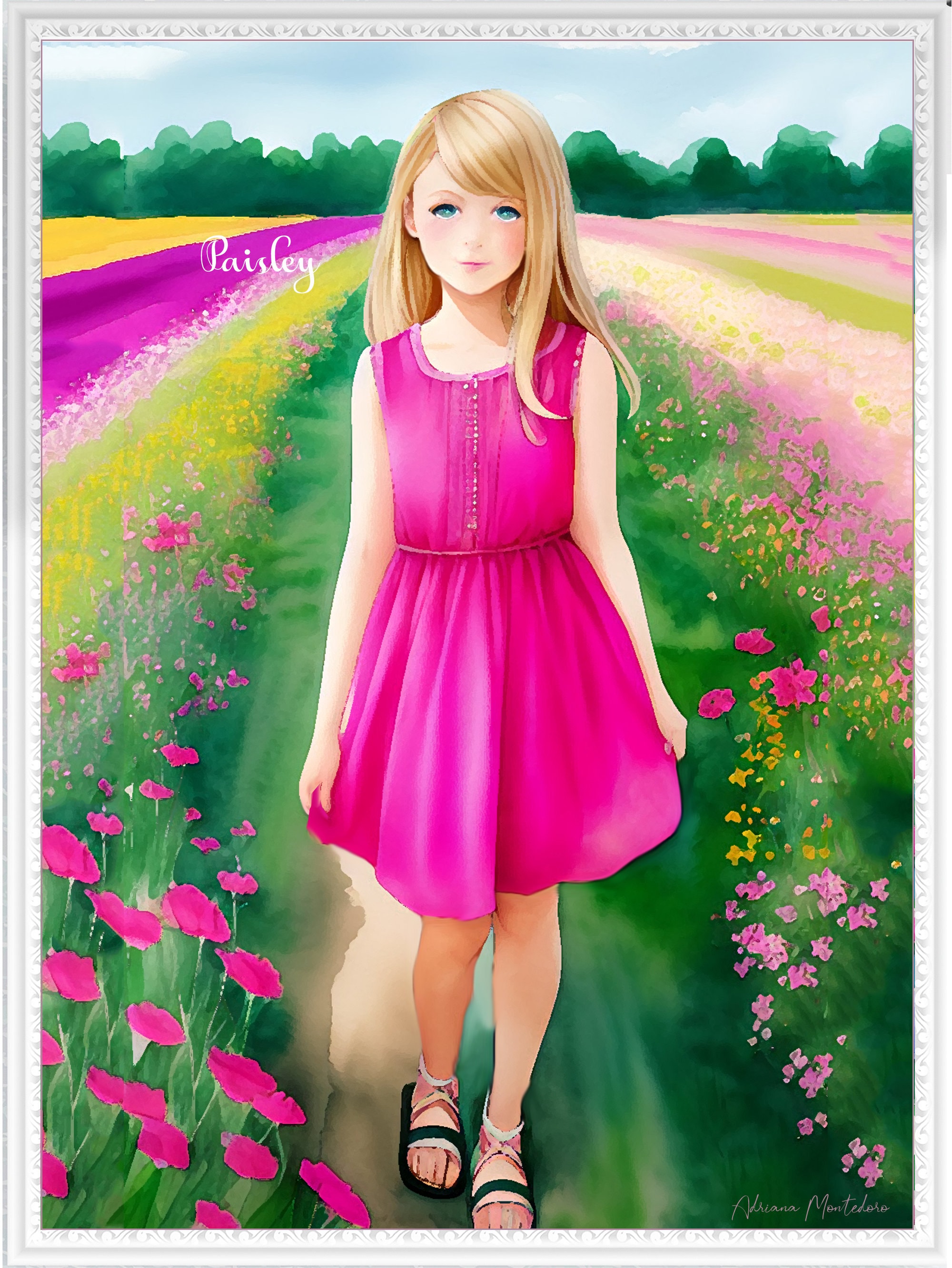 WILDFLOWERS Tweens Portraits - Girls Vector Watercolor Art Prints ...