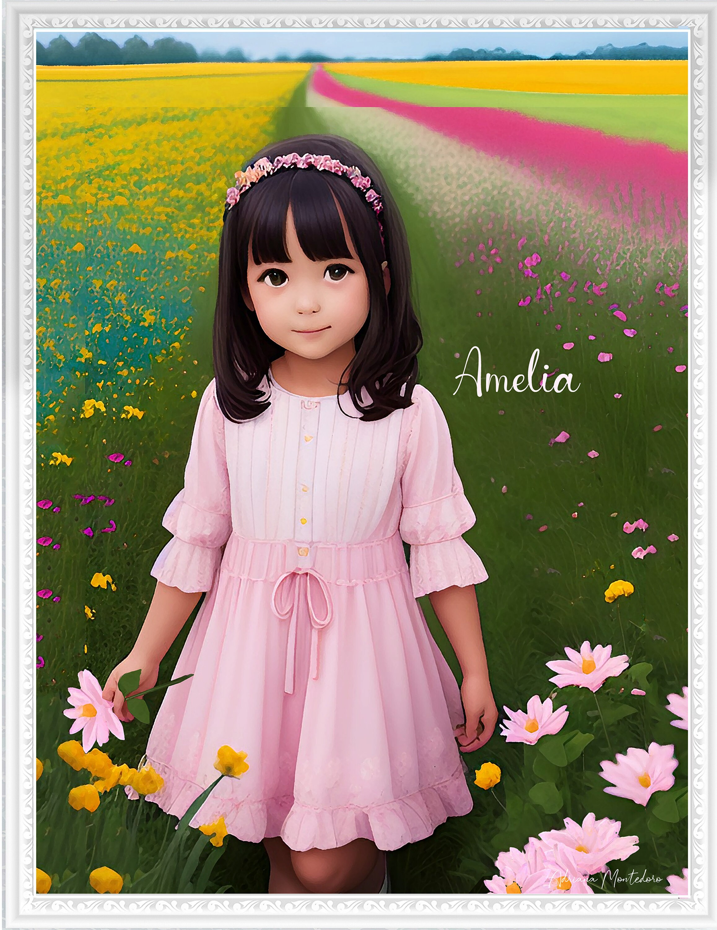 SPRING BLOSSOMS Portraits - Little Girls Watercolor Art Prints ...