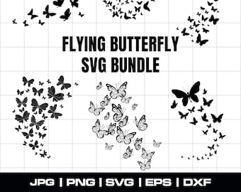Flying Butterflies Svg Bundle, Butterfly Svg Designs, Butterfly Swarm ...
