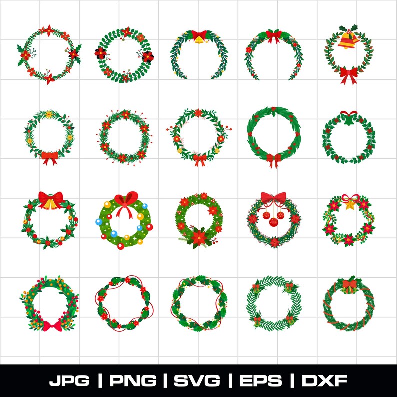 20 Christmas Wreath Svg Bundle, Wreath Svg, Christmas 2024 Svg, Floral ...