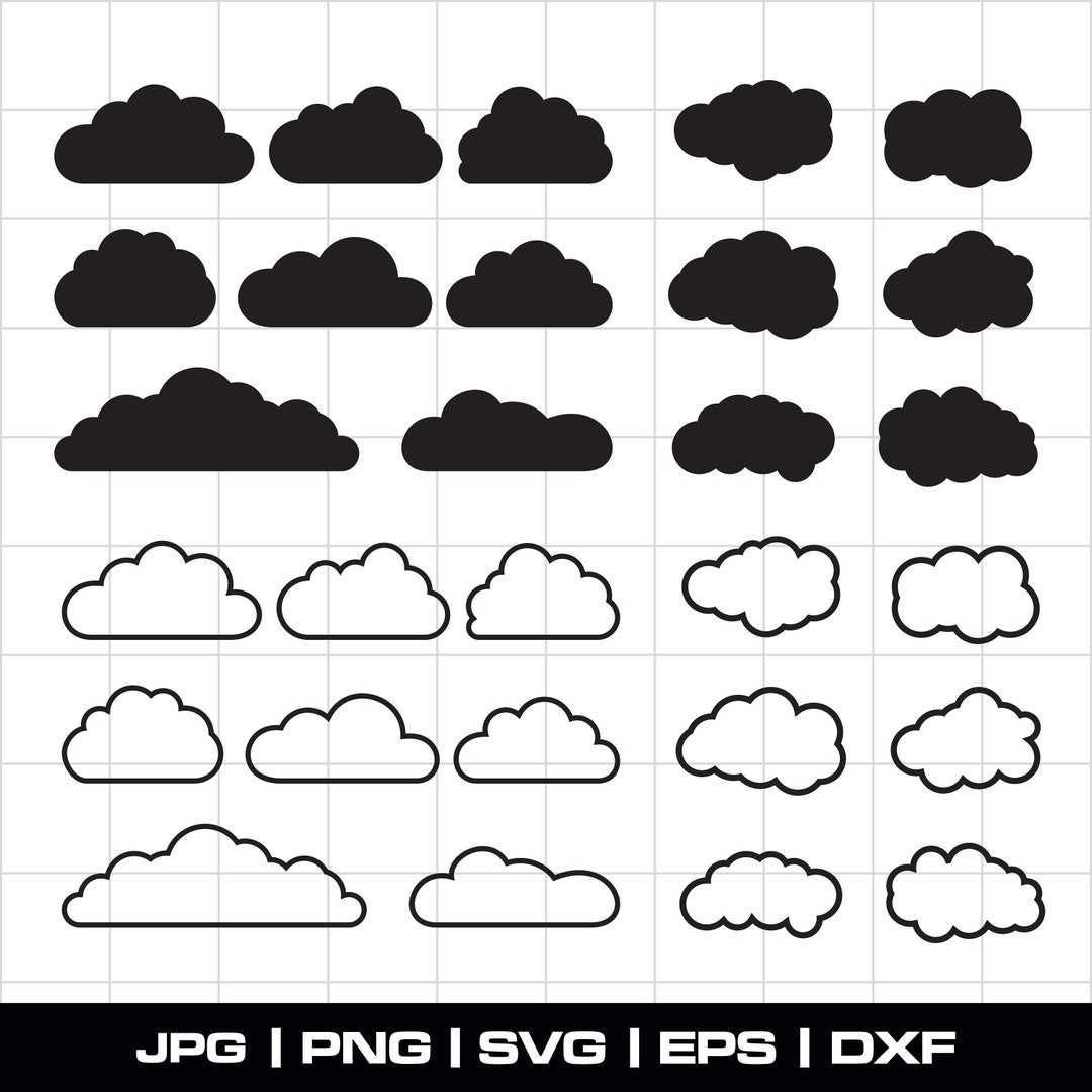 Cloud Svg File, Cloud Clipart, Cloud Vector, Cloud Bundle Svg, Cloud ...