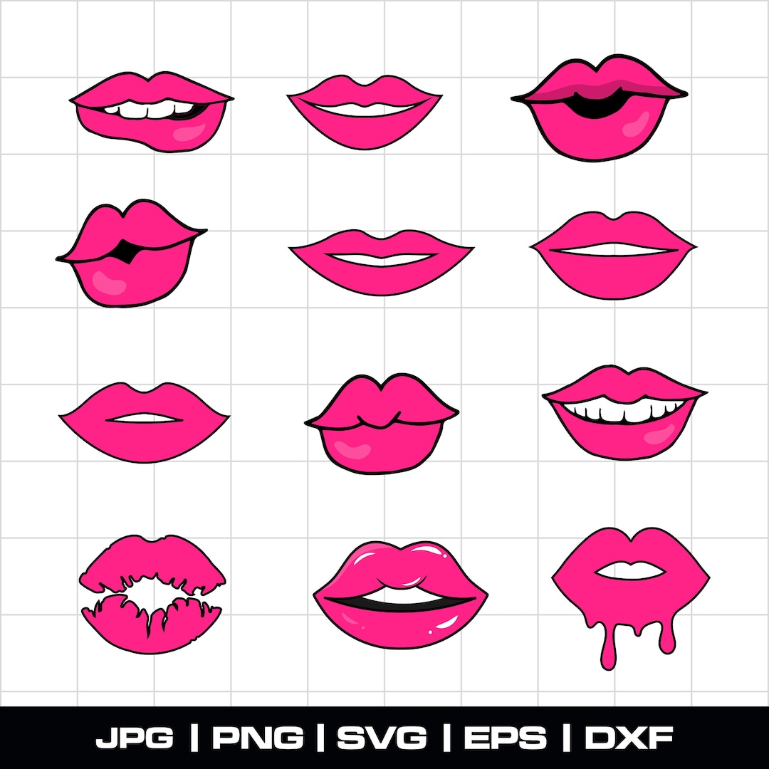 Lips SVG -pink Lips Svg- Red Lips PNG - Kiss SVG -valentine Svg ...