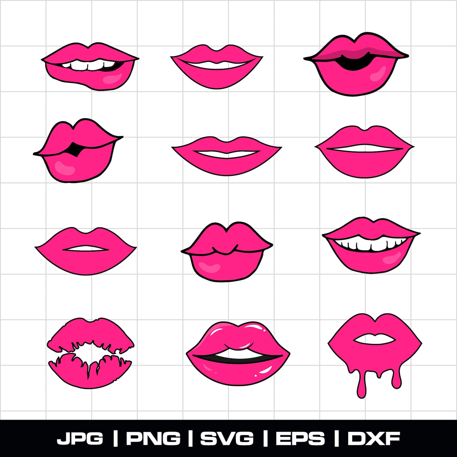 Pink Lips SVG: Valentine Kiss Clipart (digital Download) - Etsy