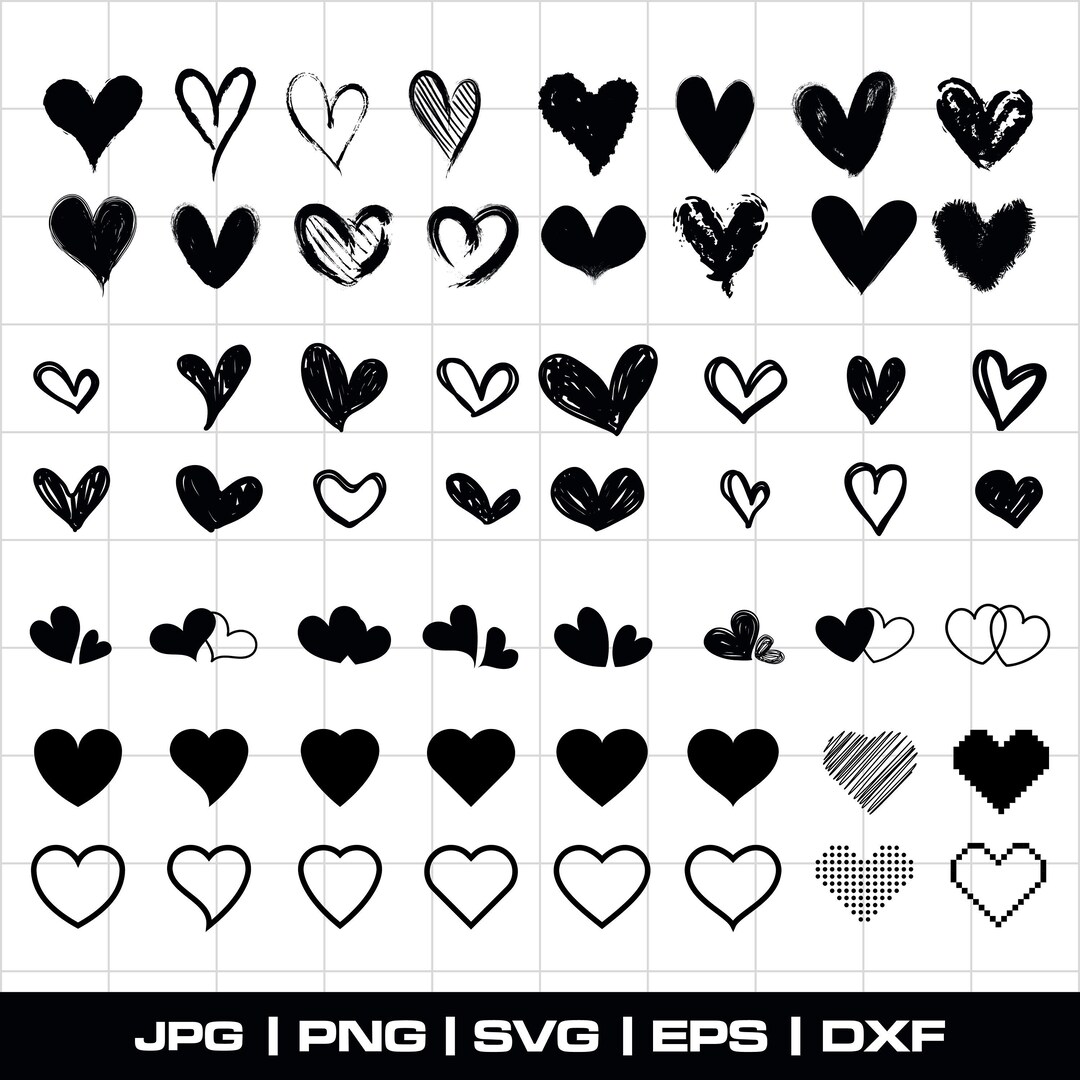 Heart Svg Bundle, Heart Svg, Hand Drawn Heart Svg, Open Heart Svg ...
