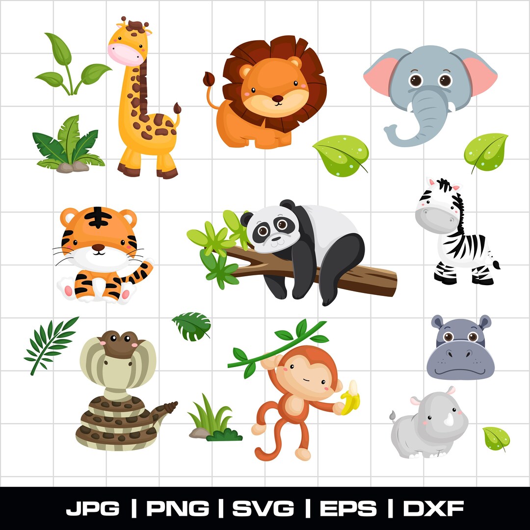 Safari Animals- SVG Cute- African Jungle Animal- Cut File- Cricut ...