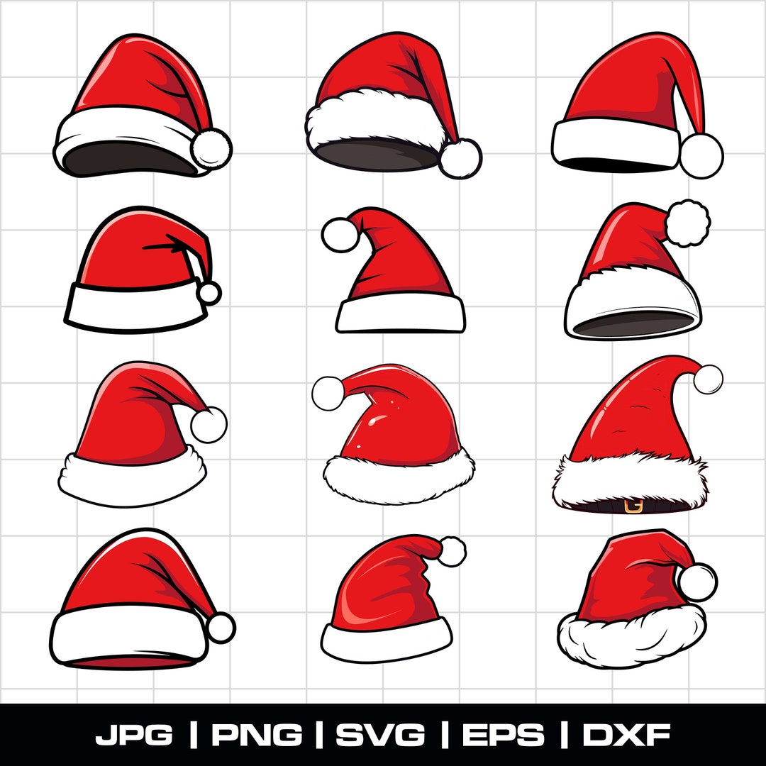 Santa Hat SVG, Christmas Hat Svg Bundle, Elf Hat Svg, Santa Hat Cut ...