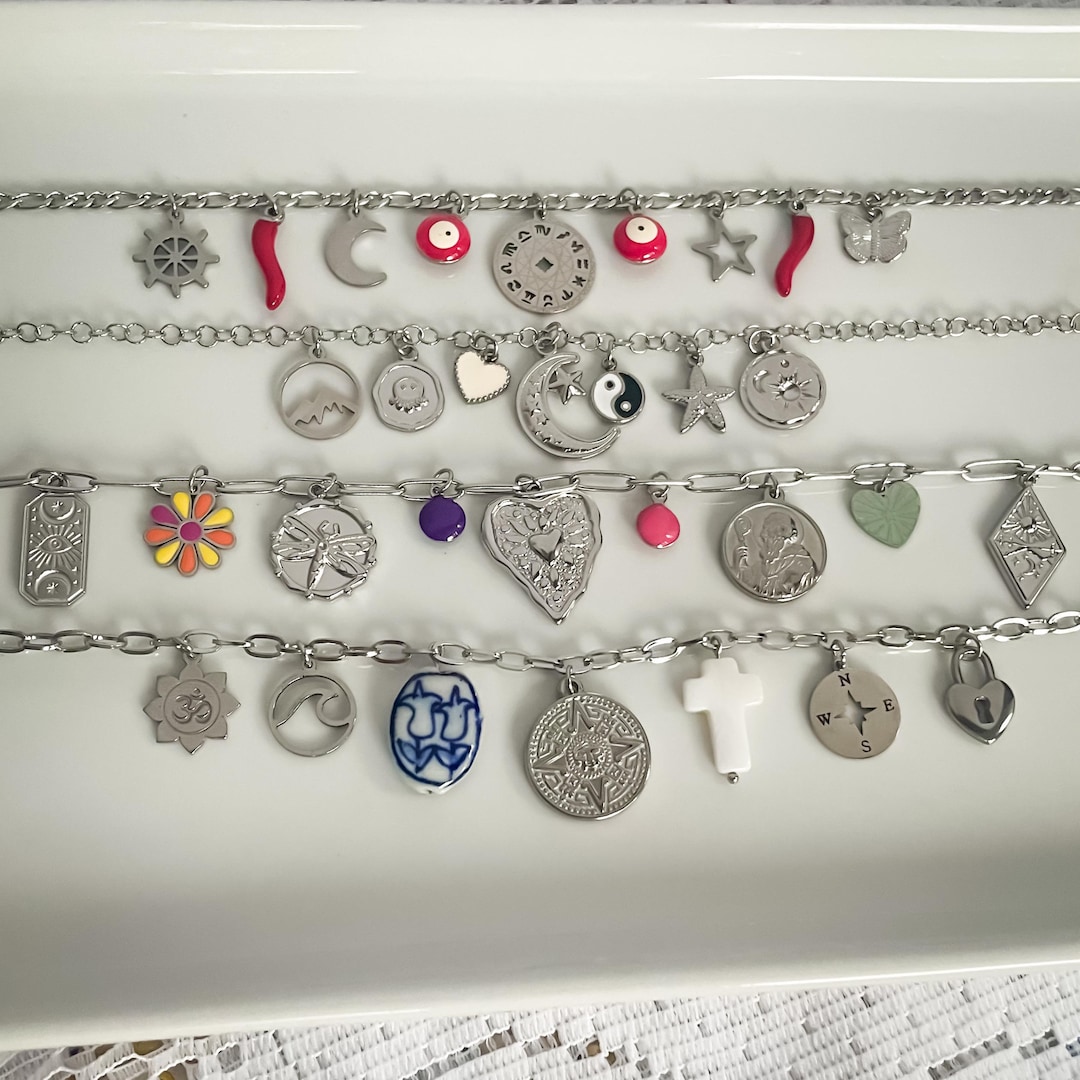 Silver Charms Necklace Pick Your Charms DIY Charm Necklace Vintage ...