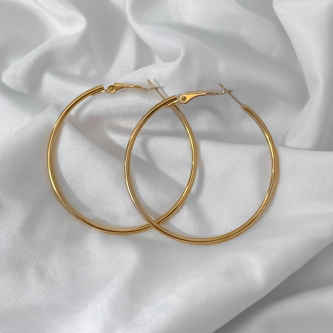 Big Gold Hoops • Thick Gold Hoops • Big Hoop Earrings • Gold Hoops for ...