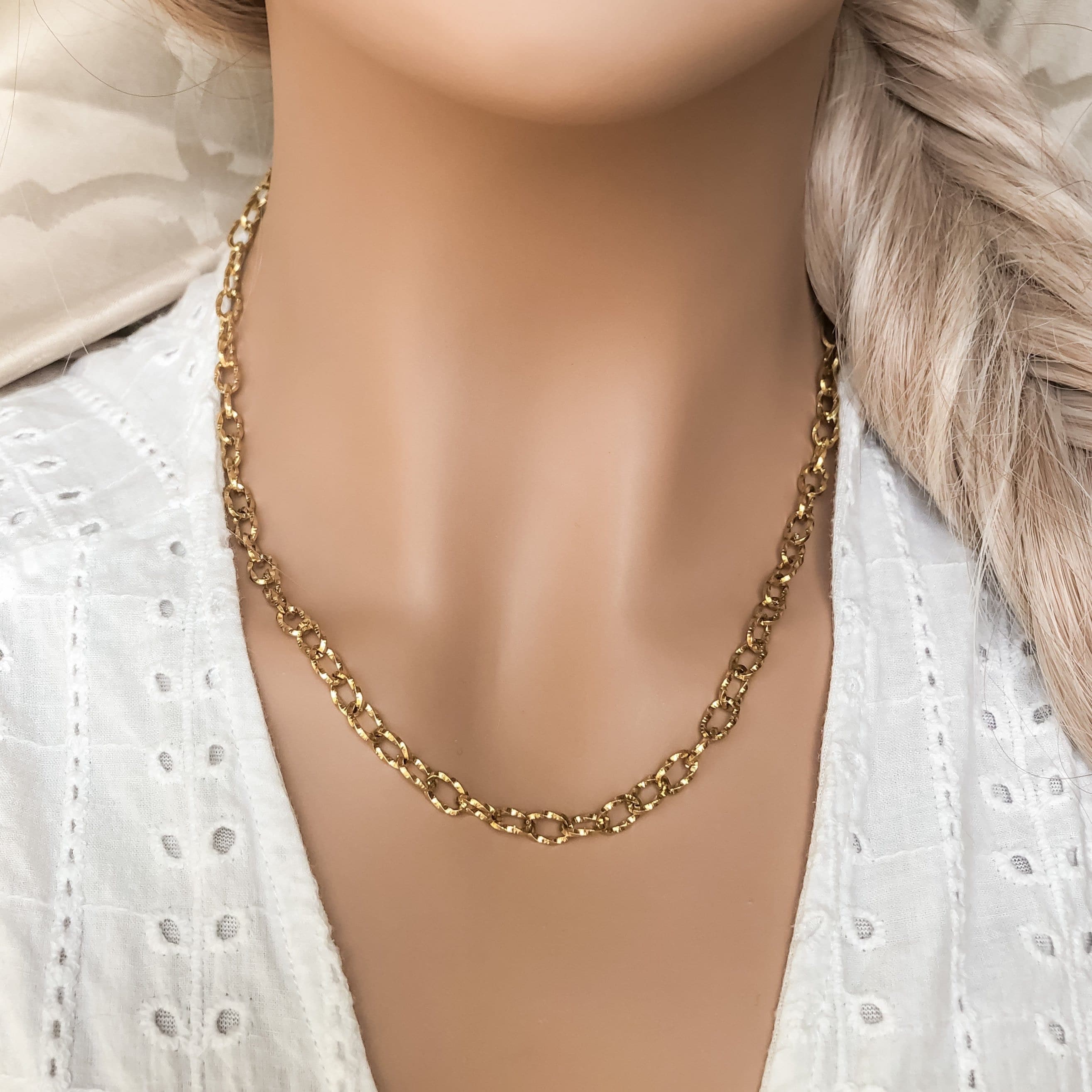 Thick Gold Chain Necklace Gold Waterproof Necklace Chunky Necklace 18K ...