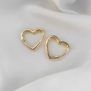 Gold Heart Hoops Gold Filled Hoops Everyday Hoop Earrings ...