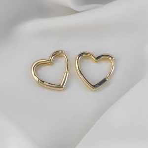 Gold Heart Hoops Gold Filled Hoops Everyday Hoop Earrings ...