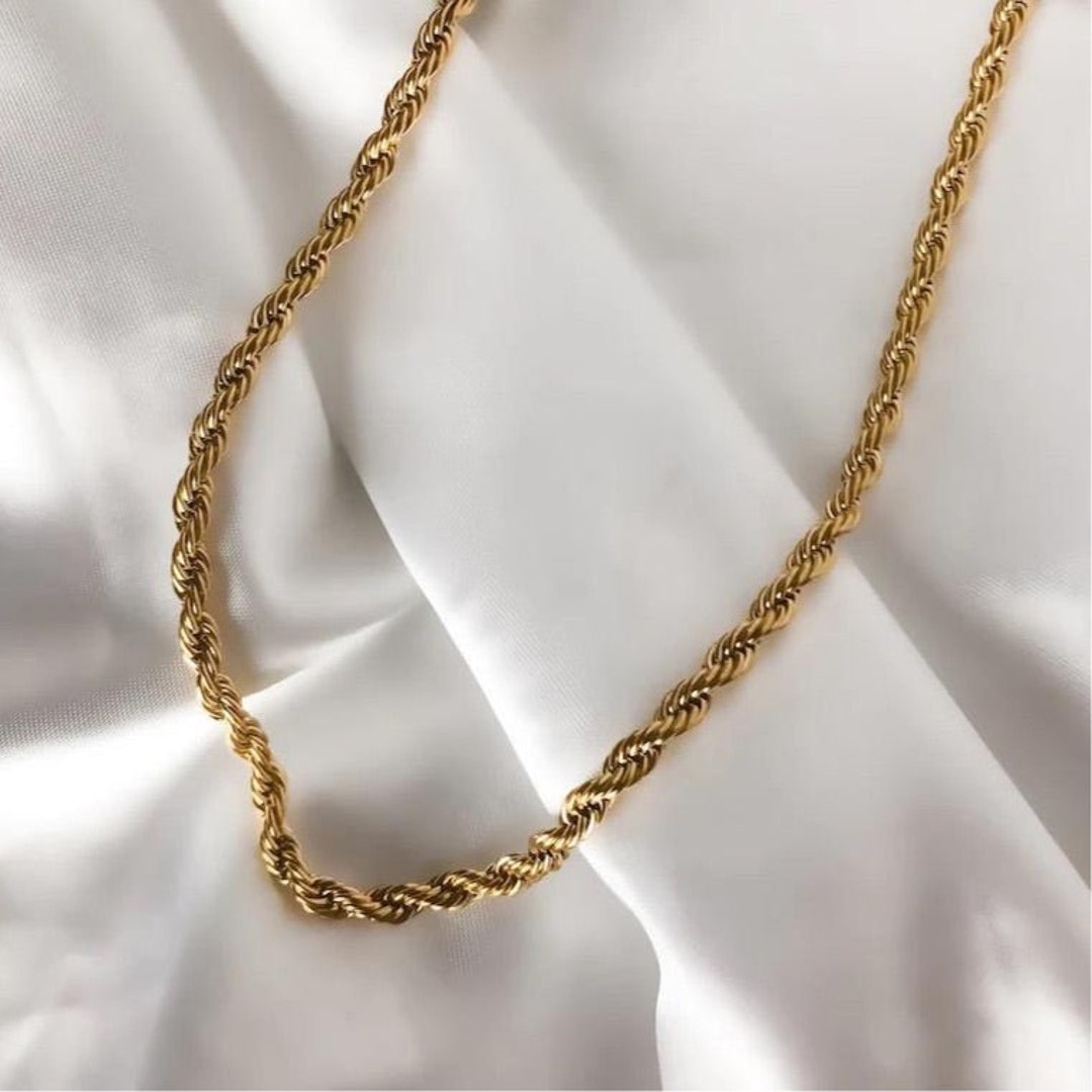 Gold Rope Necklace 18k Gold Chain Necklace Thick Gold Chain Gift for ...