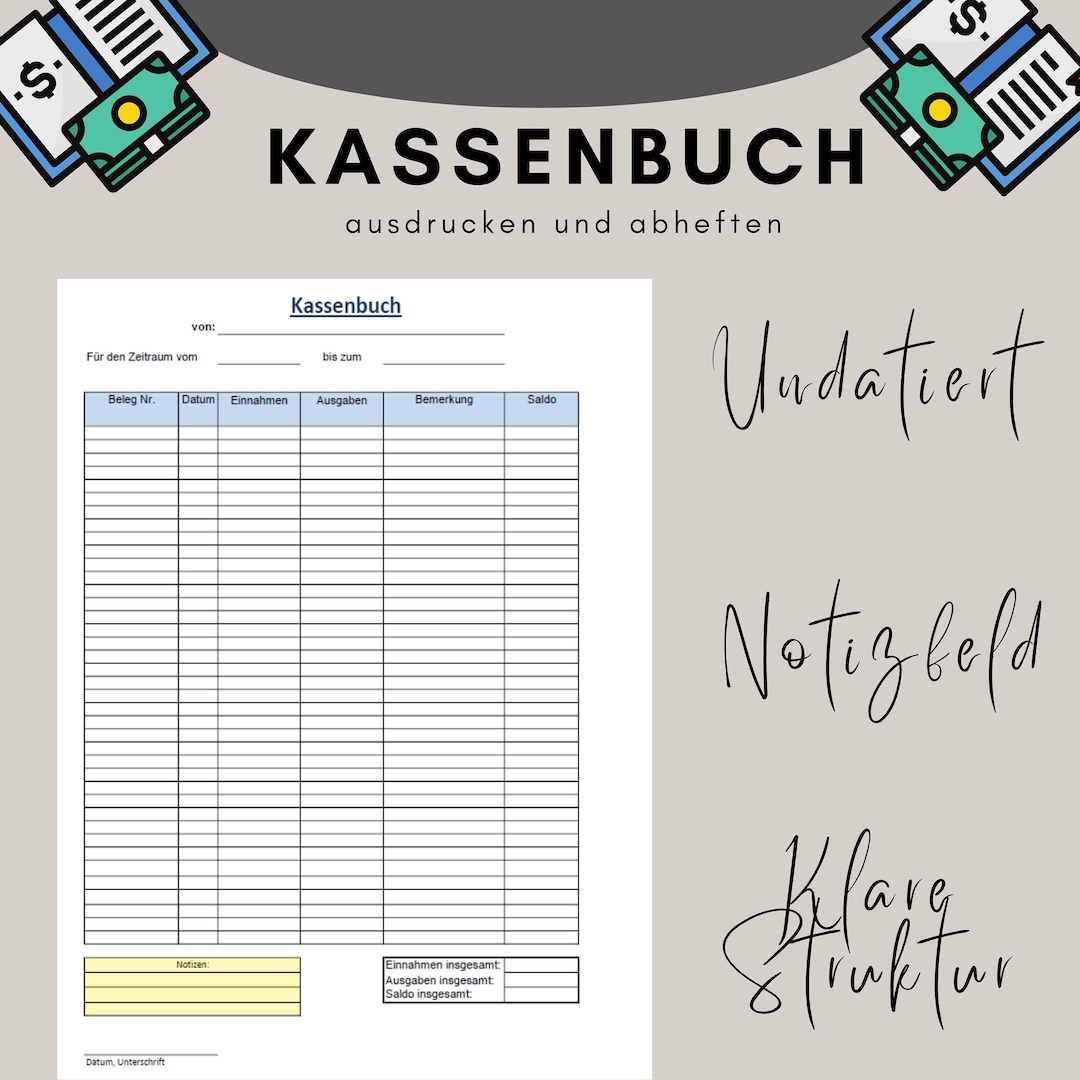 Printable Cash Book Template Financial Organizer Income & - Etsy