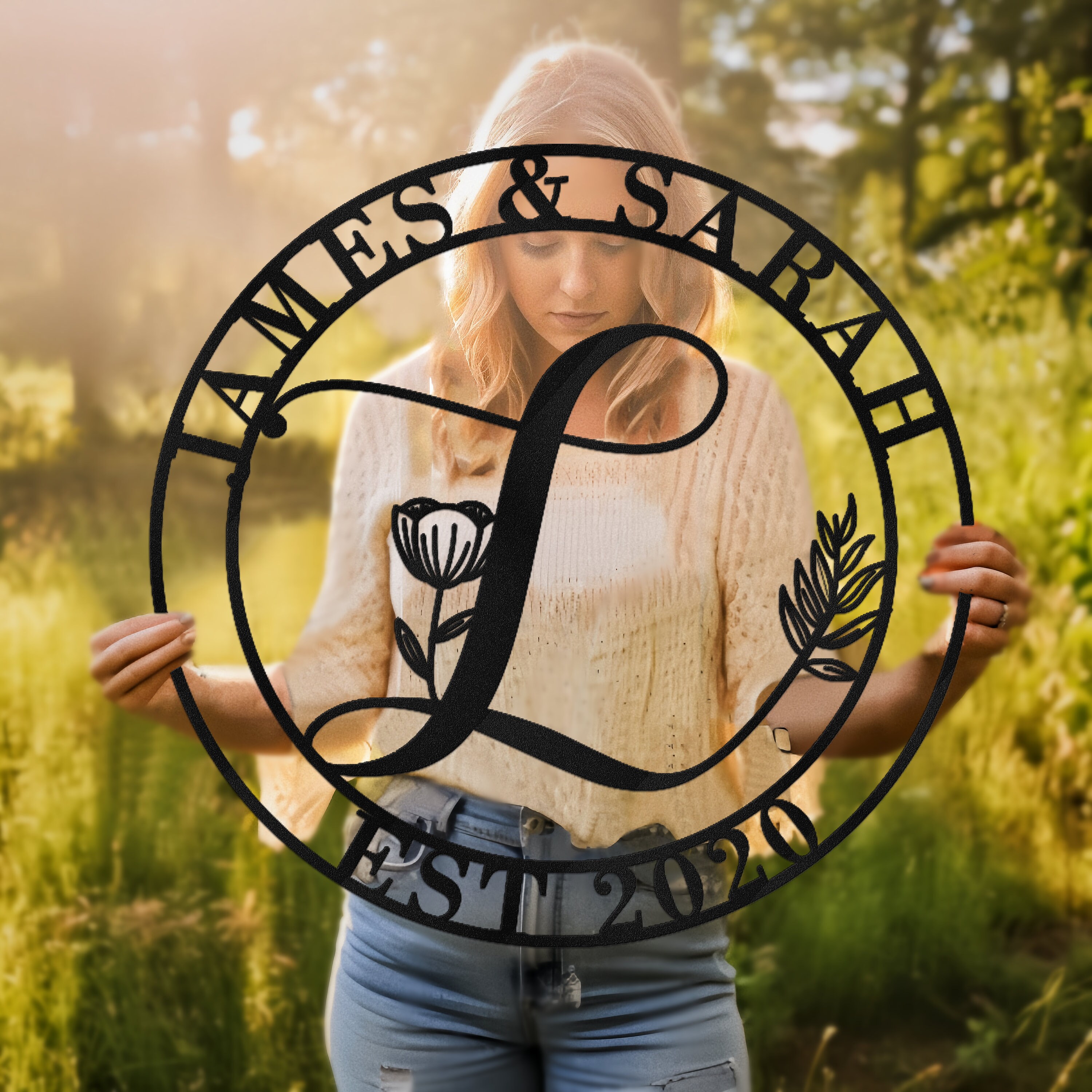 Custom Last Name Metal Sign Classic Monogram Metal Sign Custom Family ...