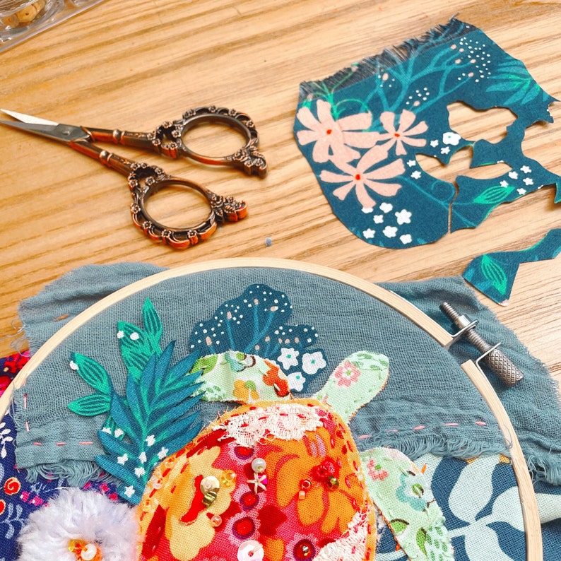 Kona the Sea Turtle Slow Stitch Embroidery Hoop Craft Project Sewing ...