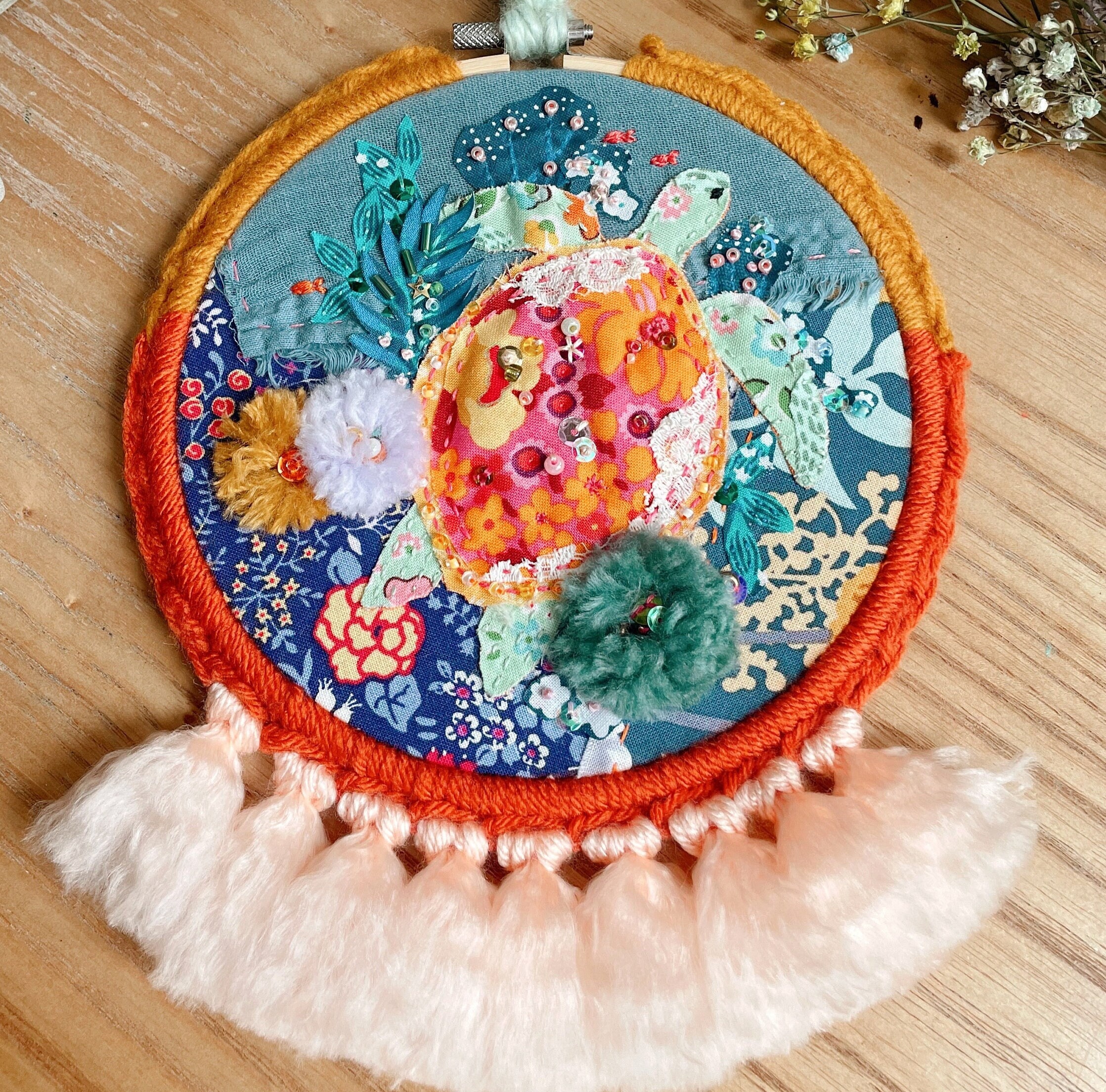 Kona the Sea Turtle Slow Stitch Embroidery Hoop Craft Project Sewing ...