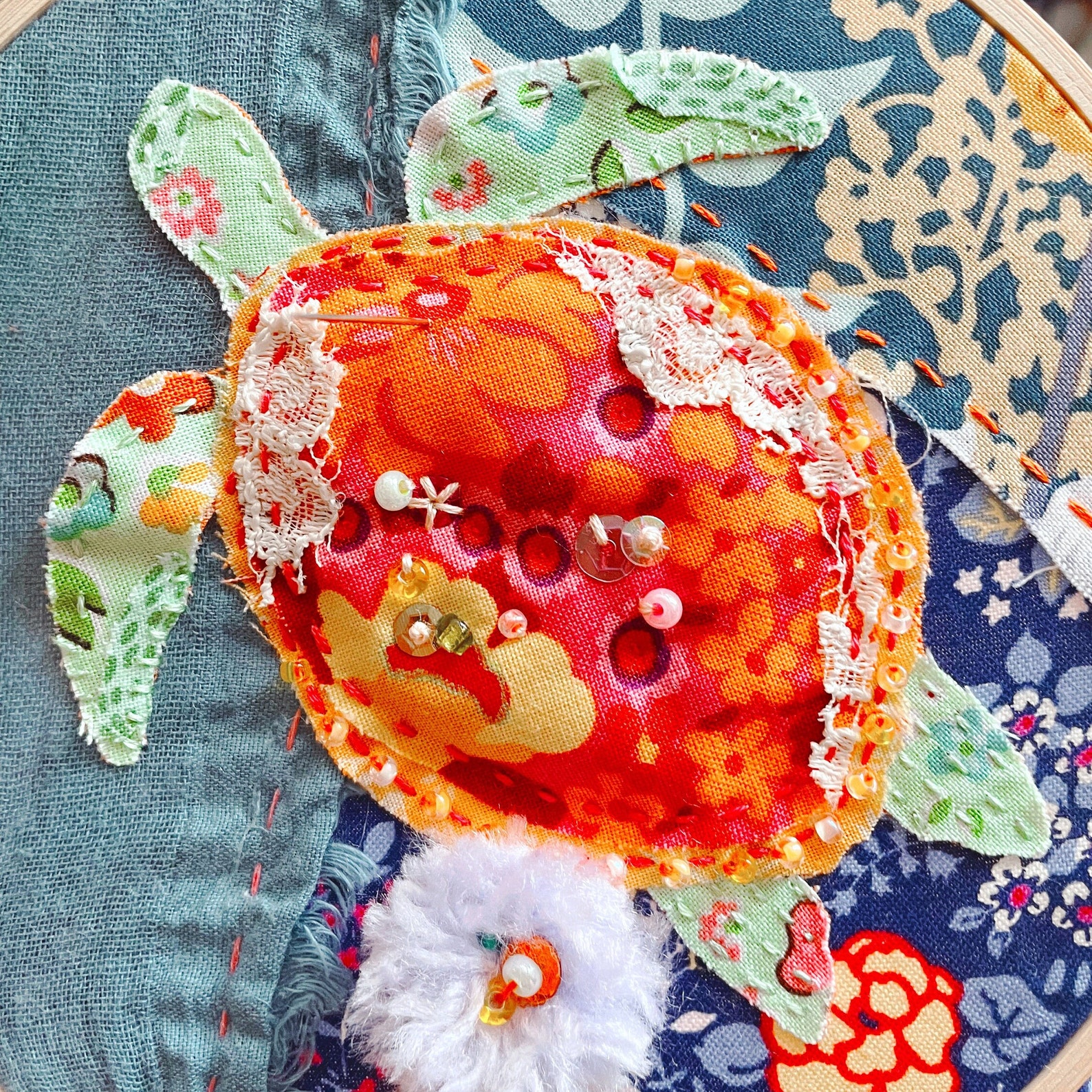 Kona the Sea Turtle Slow Stitch Embroidery Hoop Craft Project Sewing ...