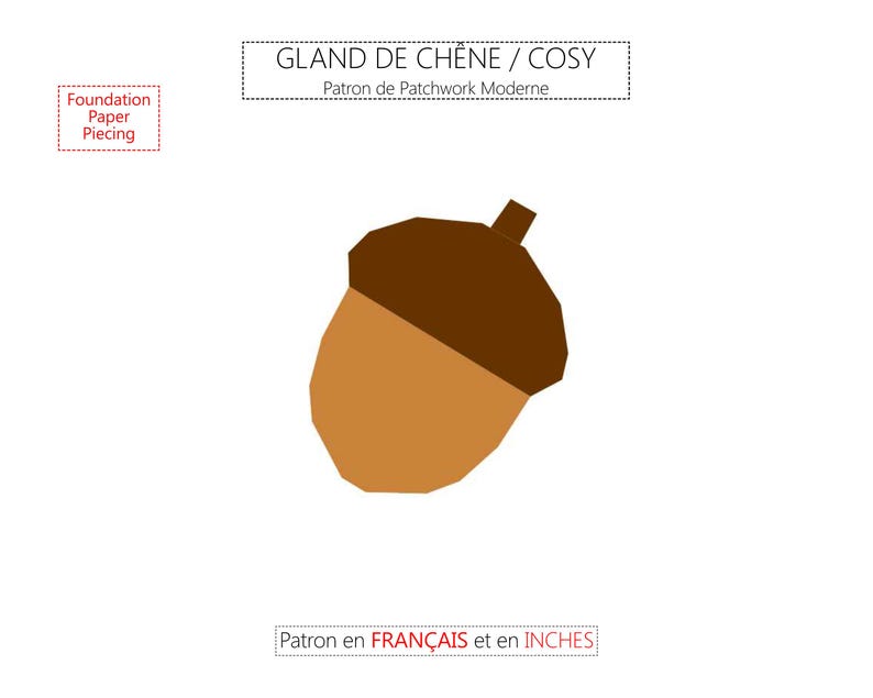 Cozy Oak Acorn - FPP Patchwork PDF Pattern in French - Etsy