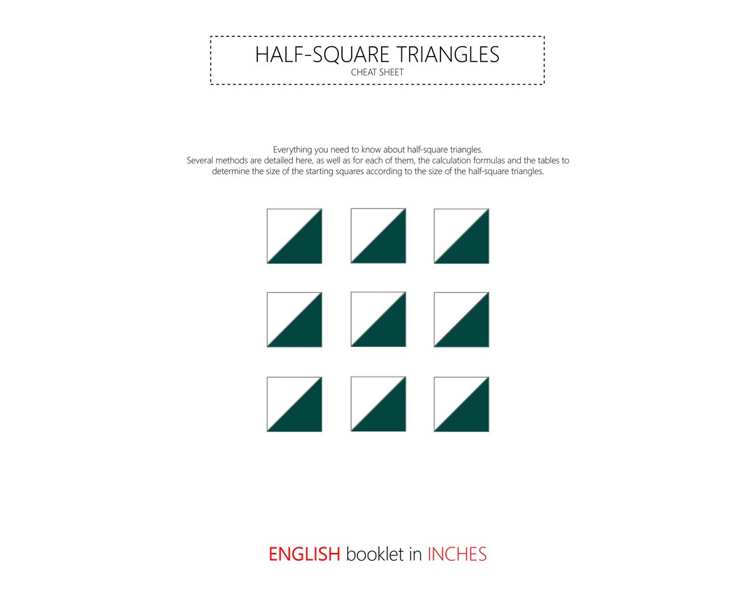 Half-square Triangles Cheat Sheet - Booklet in English - Etsy