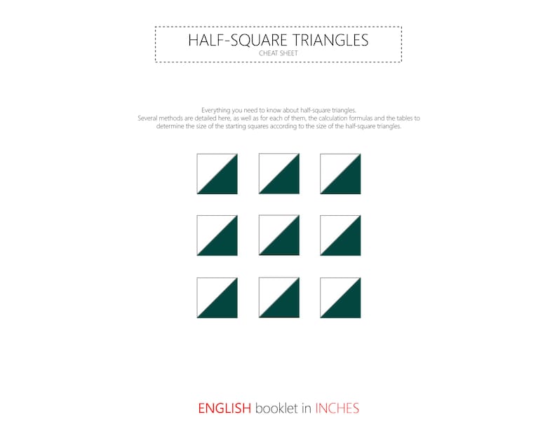 Half-square Triangles Cheat Sheet - Booklet in English - Etsy