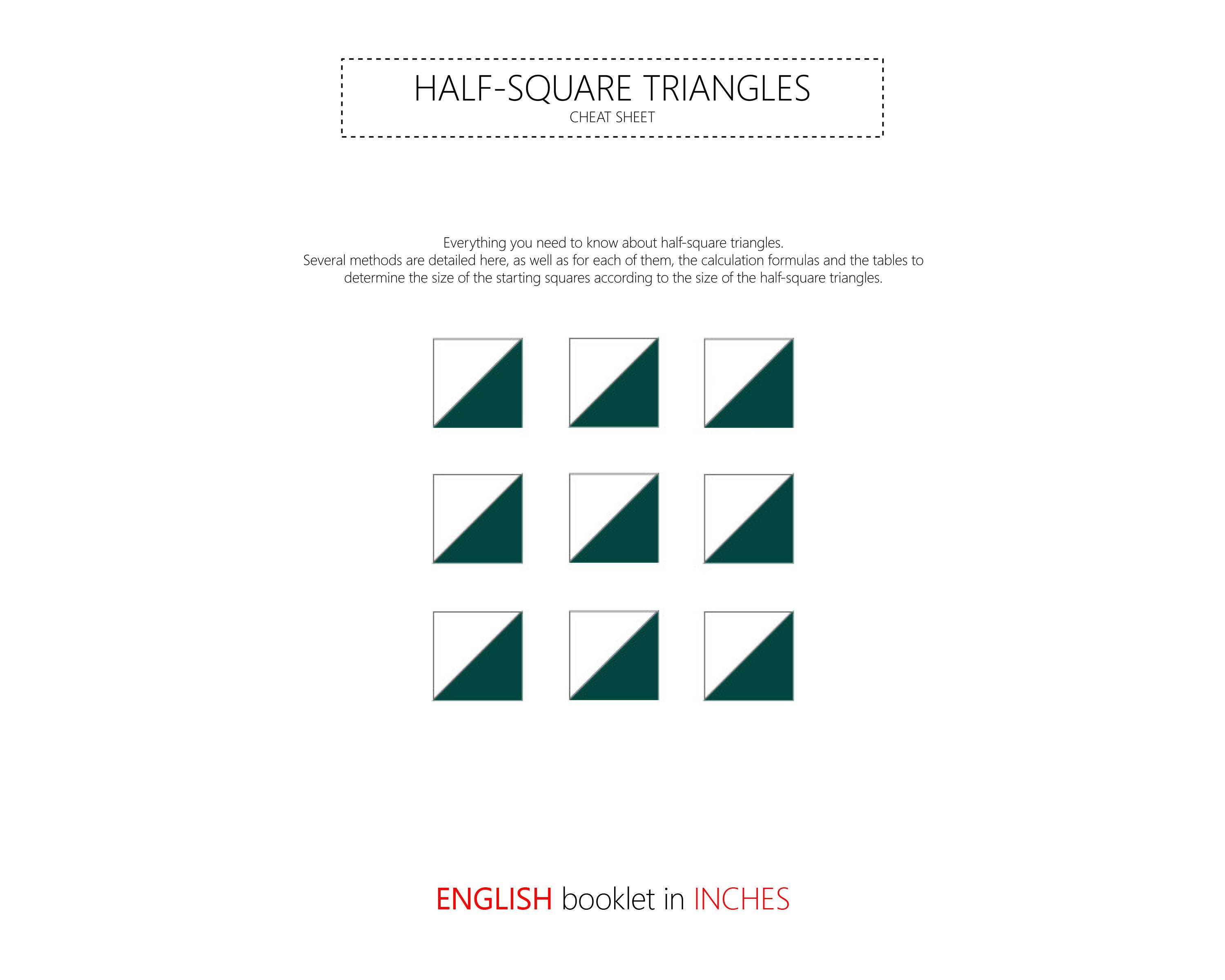 Half-square Triangles Cheat Sheet - Booklet in English - Etsy