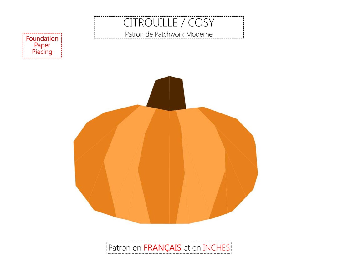 Cozy Pumpkin - FPP Patchwork PDF Pattern in French - Etsy