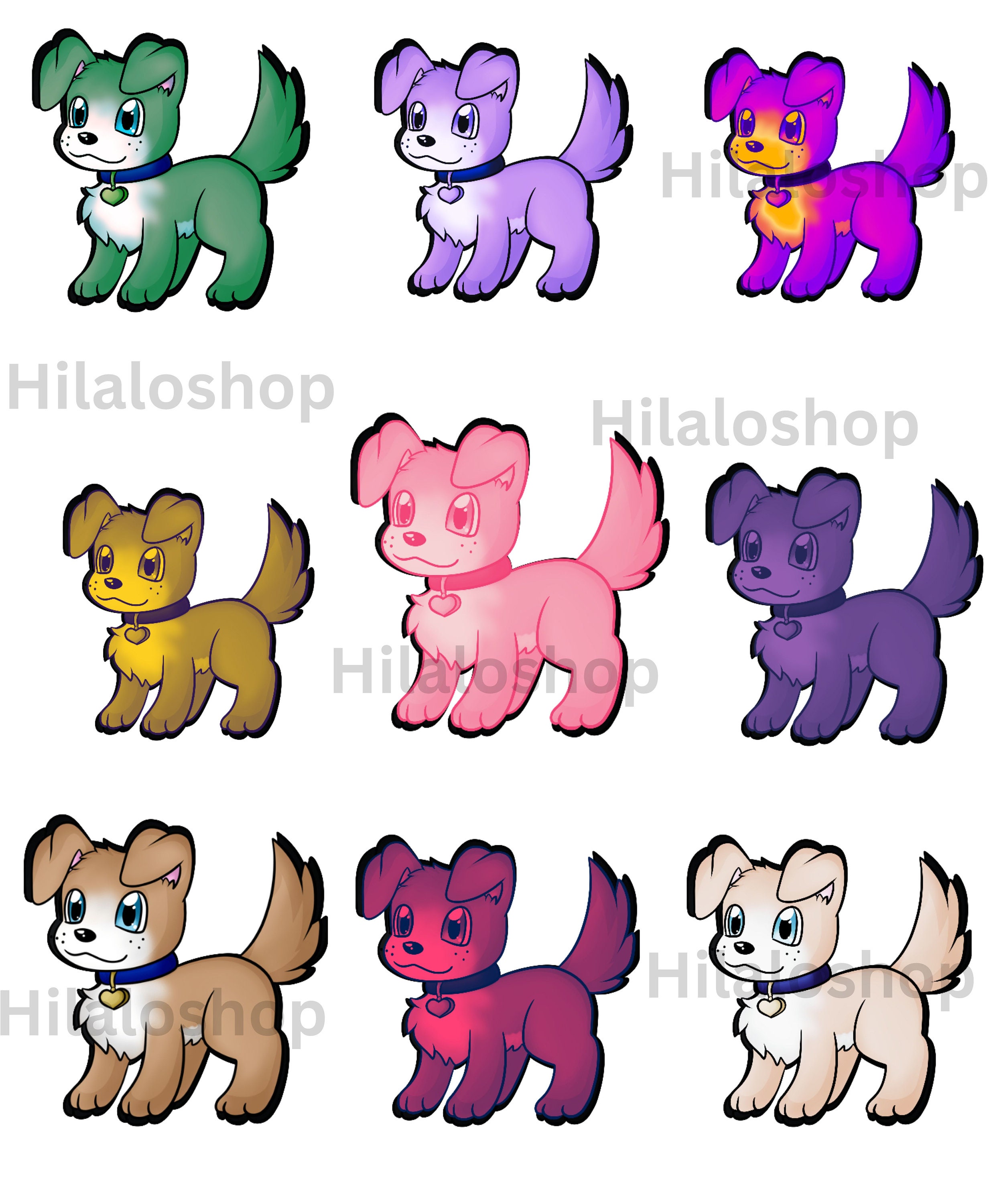 Cute Puppy Print and Cut Digital PNG,JPG,PDF Sticker Sheets, 10 ...