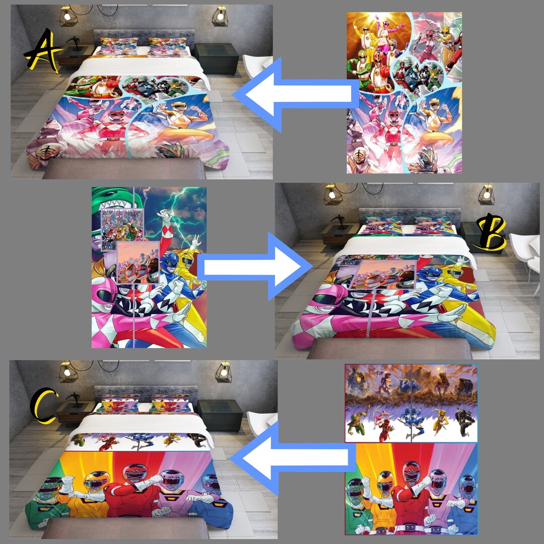 Custom Mighty Morphin Power Rangers Three Piece Bedding Set - Etsy