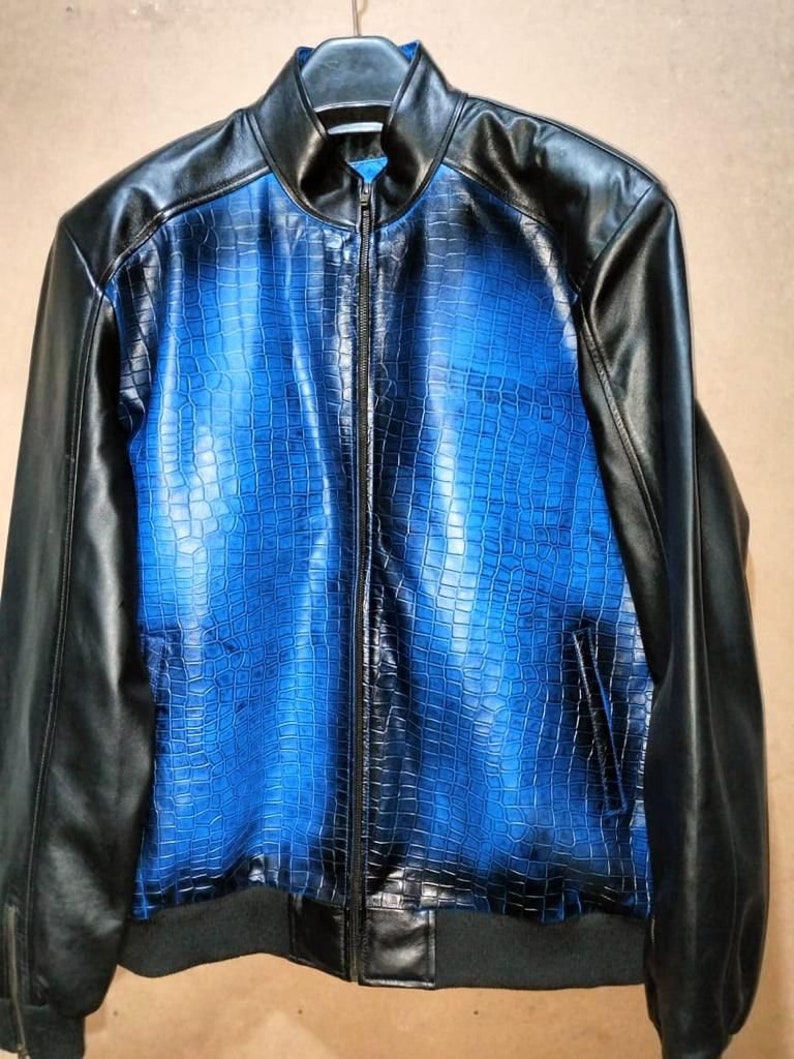 Hand Made Alligator Skin Jacket for Men-city Leather Jacket With Jungle ...