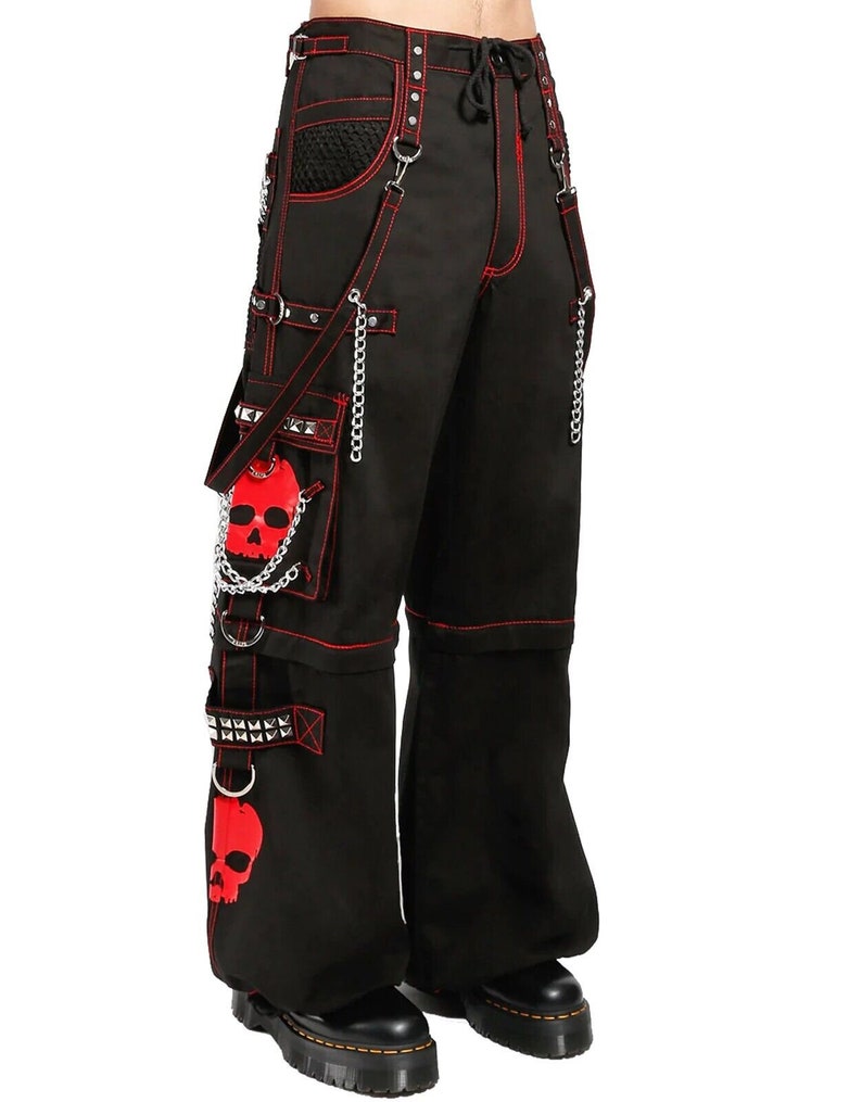 Skull and Bones Black Goth Pant, Post Apocalyptic Pant, Cyberpunk ...
