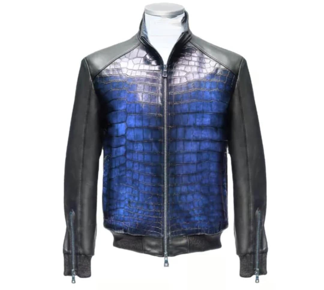 Hand Made Alligator Skin Jacket for Men-city Leather Jacket With Jungle ...