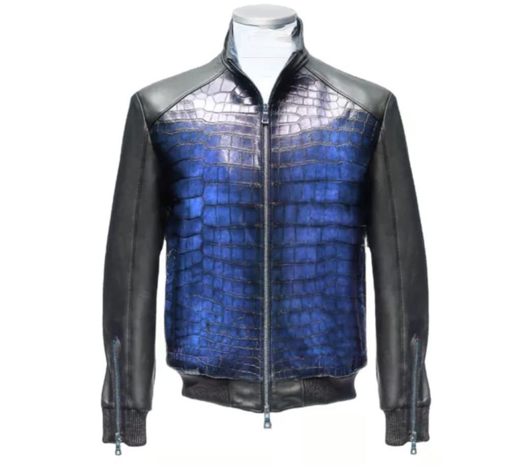Hand Made Alligator Skin Jacket for Men-city Leather Jacket With Jungle ...