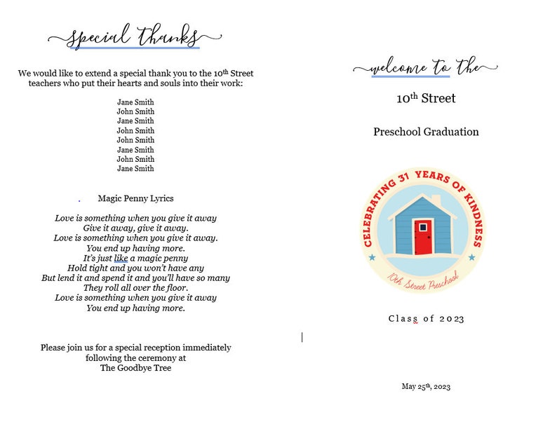 Graduation Program Template - Etsy