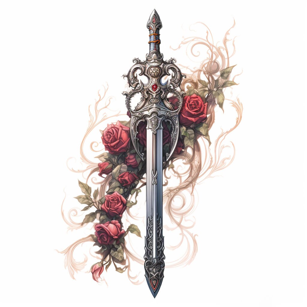 Floral Sword Png, Rose Floral, Floral Sword Png, Rose Flower Svg, Png ...