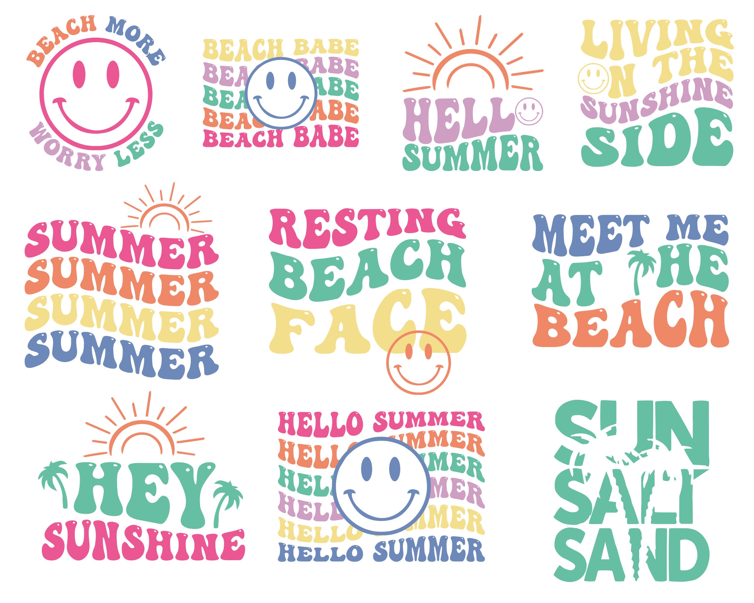 Retro Summer SVG Bundle, Summer Svg, Beach Svg, Summertime Svg, Funny ...