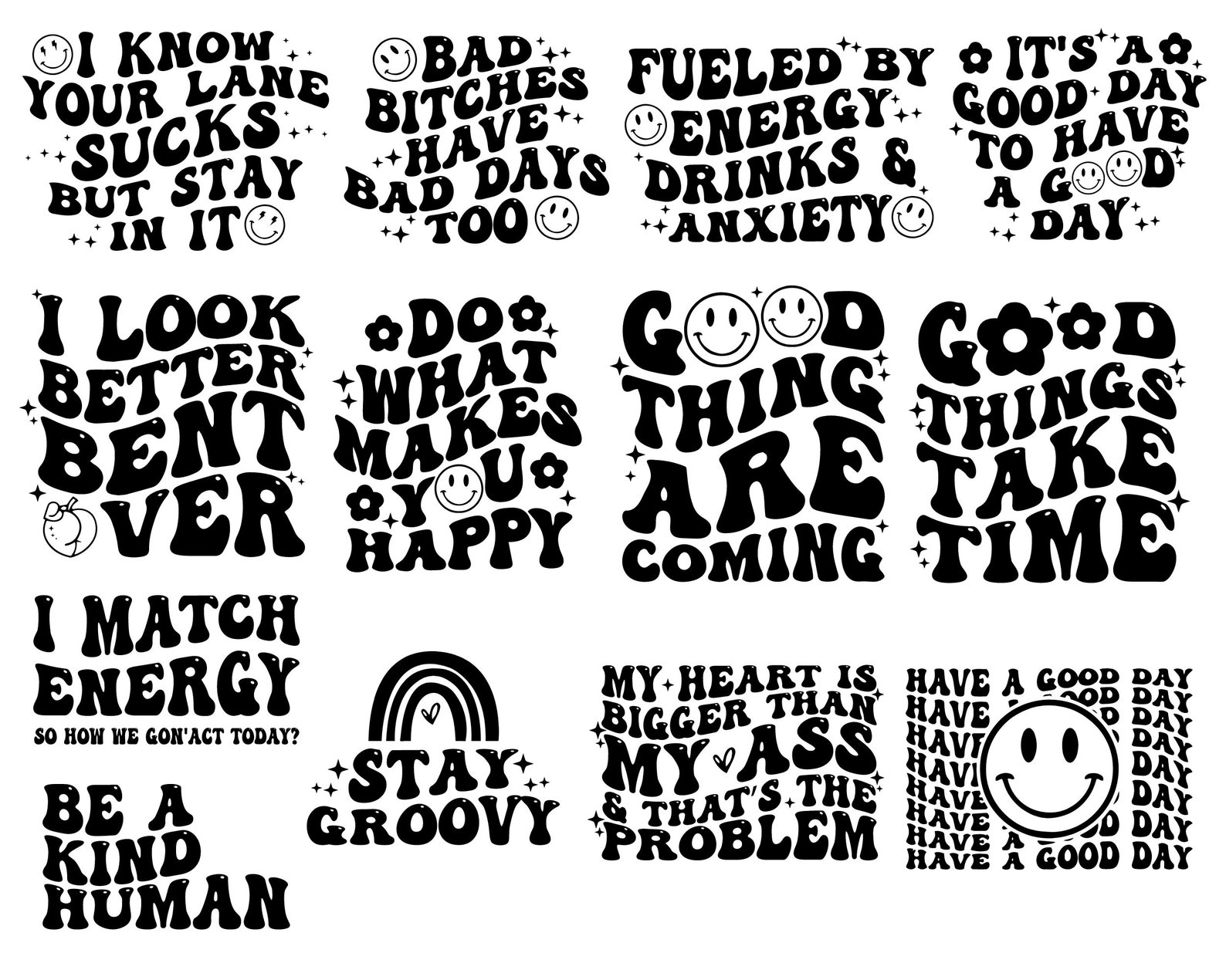 Groovy Svg Bundle Boho Svg Hippie Svg Aesthetic Svg - Etsy