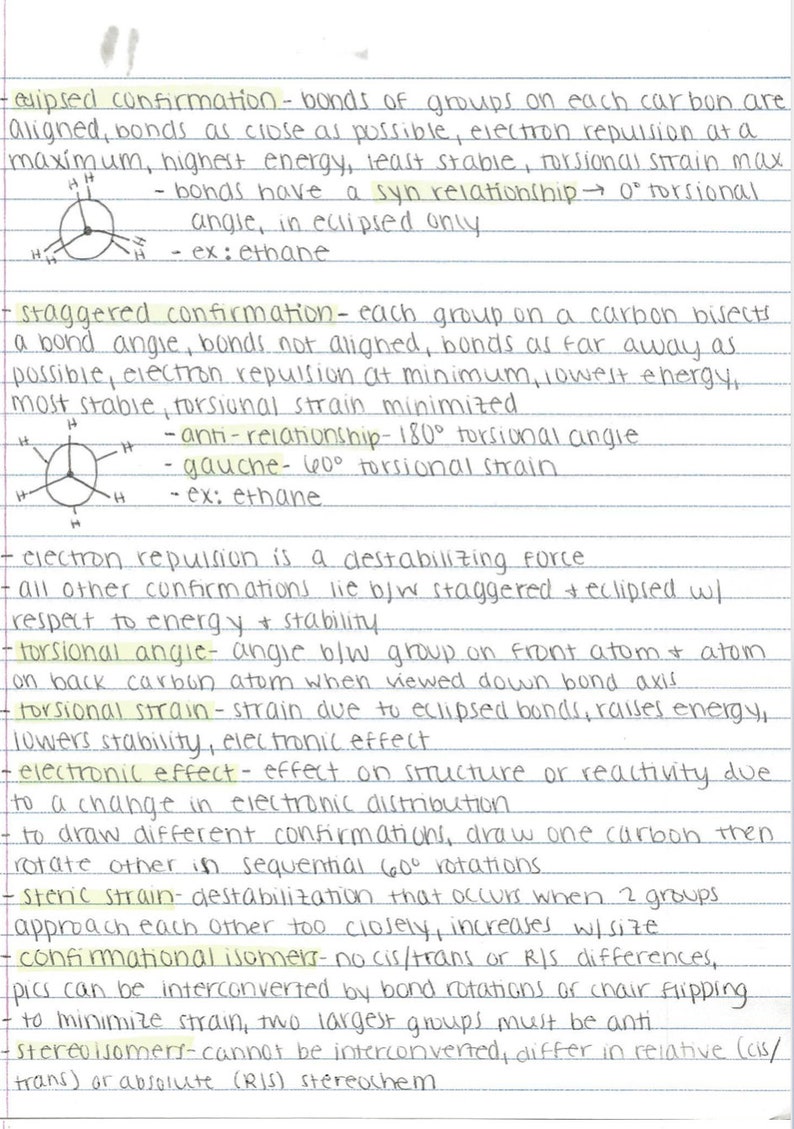 Organic Chemistry I Summary Notes - Etsy