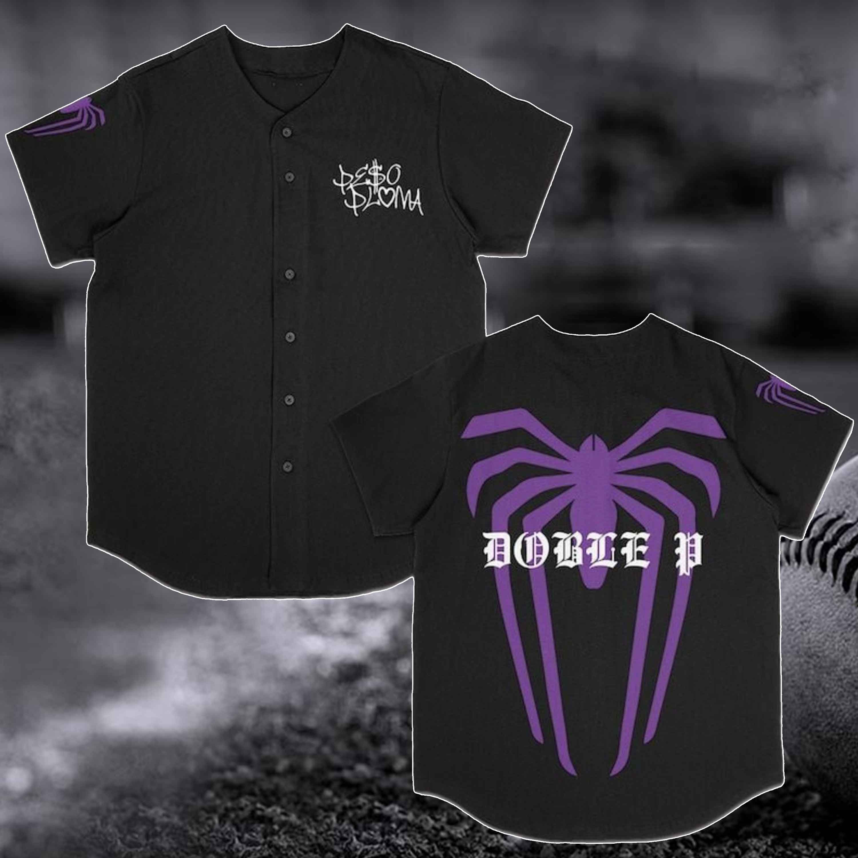 Peso Pluma Spider Baseball Jersey, Peso Pluma Genesis Tour Shirt sold ...