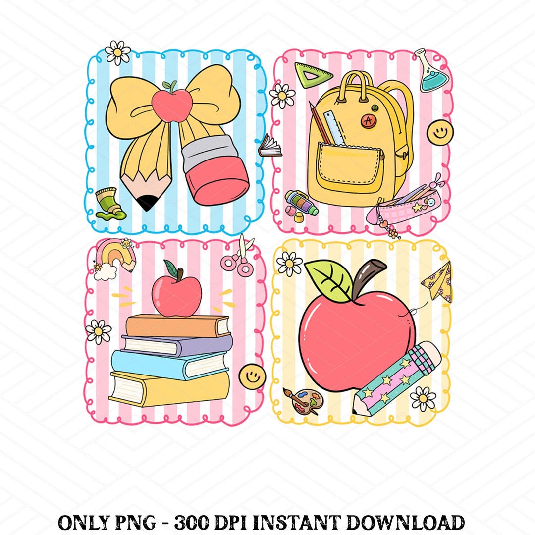 Preppy Back to School Png, Boy Girl School Png, First Day of School Png ...