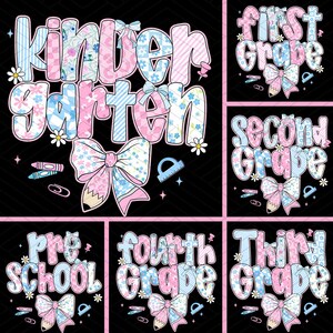 7+ Preppy Back to School Floral Bundle PNG, First Day of School Designs ...