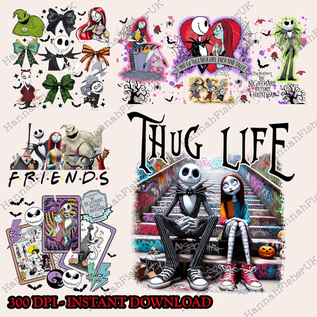 Thug Life Jac.k and Sally Halloween Png, the Nightmare Before Christmas ...