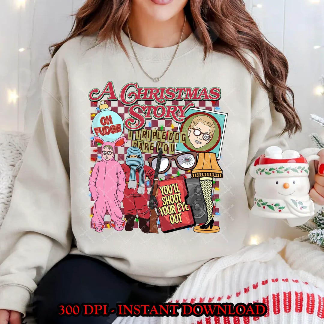 Retro Christmas Movie Story Png, Christmas Character Png, A Christmas ...