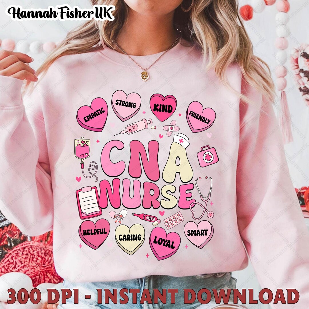 CNA Nurse Candy Heart Valentine Png, Valentines Day CNA PNG, Certified ...