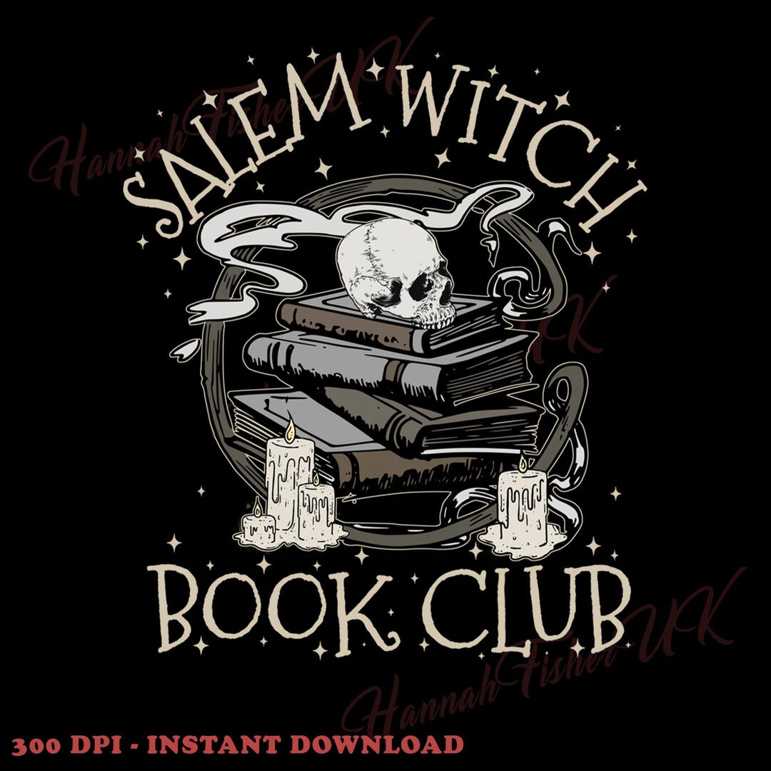 Salem Witch Book Club Halloween Png, Spooky Season Png, Retro Halloween ...