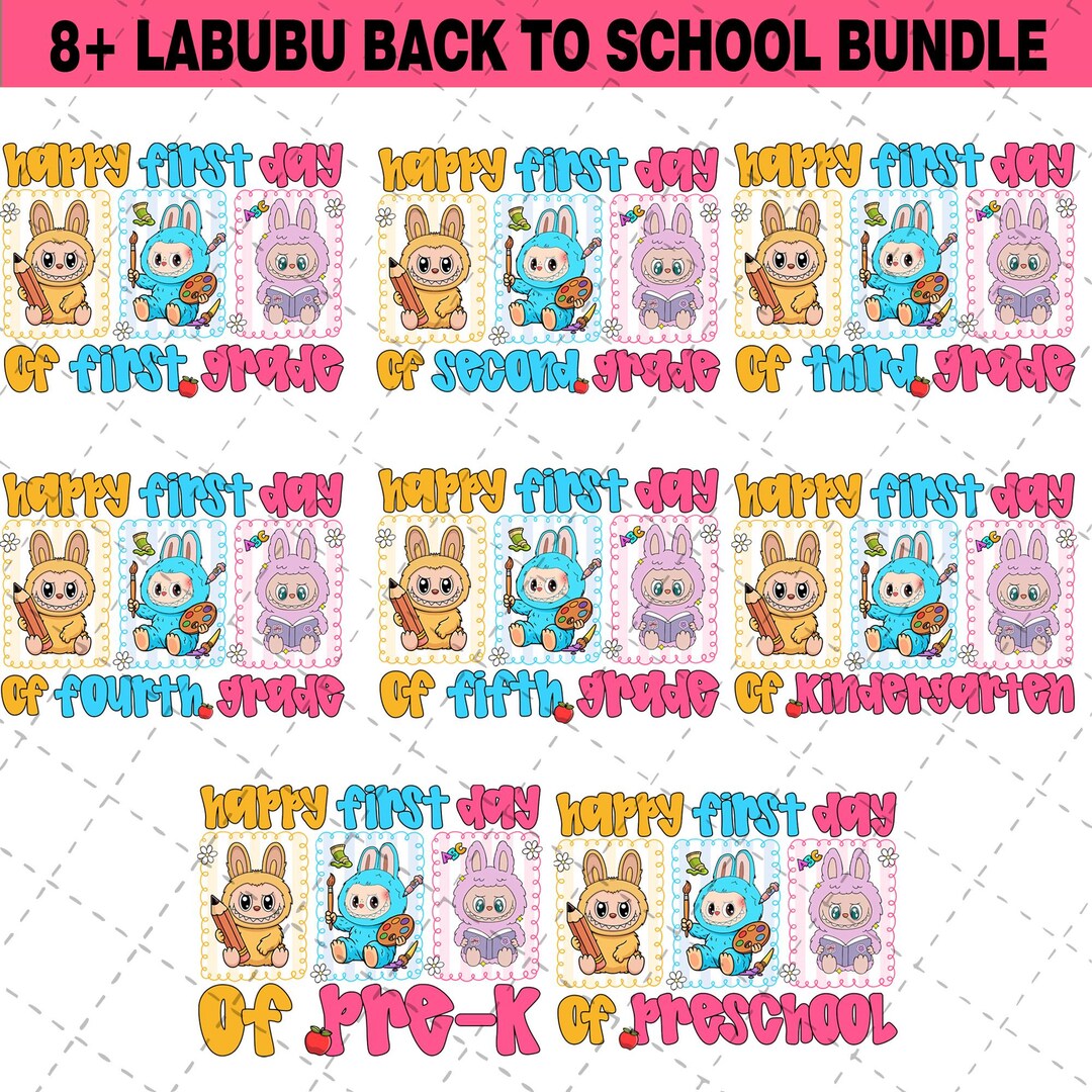 8+ Labubu Back to School Bundle PNG SVG, Teacher First Day of School ...