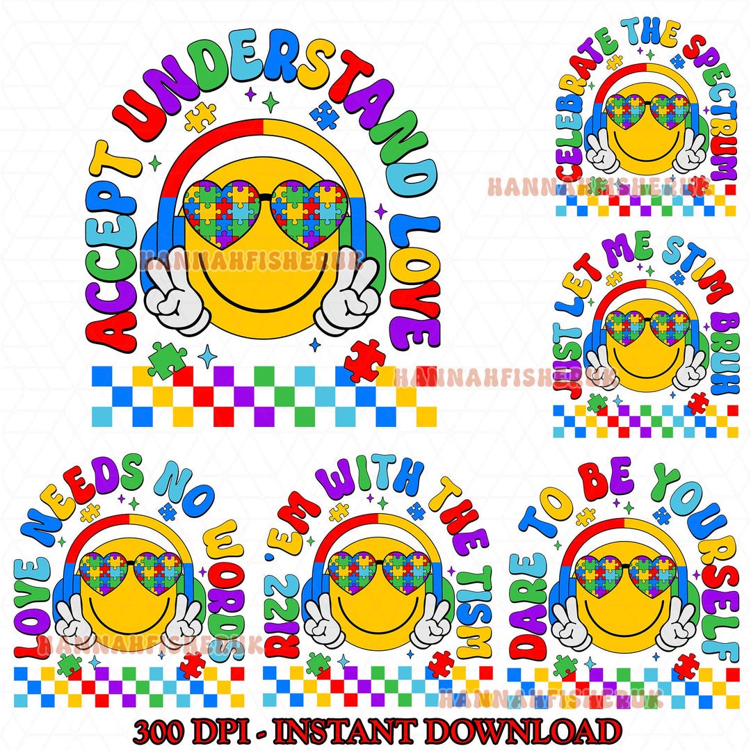 6+ Autism Png Bundle, Autism Png, Autism Awareness Smile Face Png ...