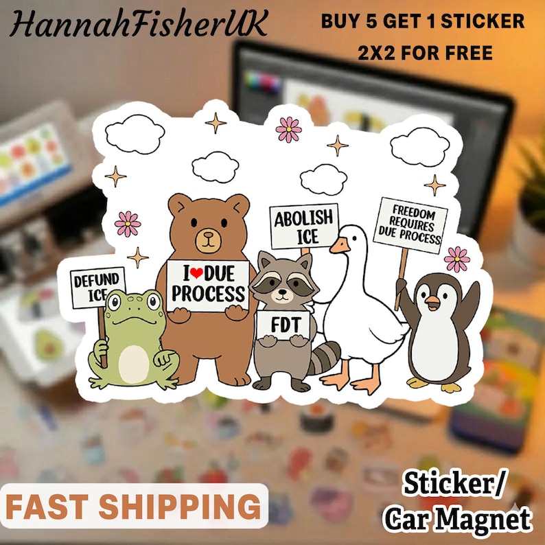 Abolish Ice Goose Bear Raccoon Chinga La Migra Sticker/car Magnet, Anti ...