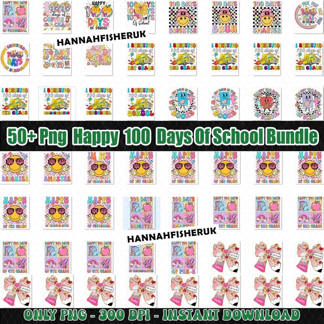 50+ 100 Days of School PNG Bundle, 100th Day of School Png, Preschool ...