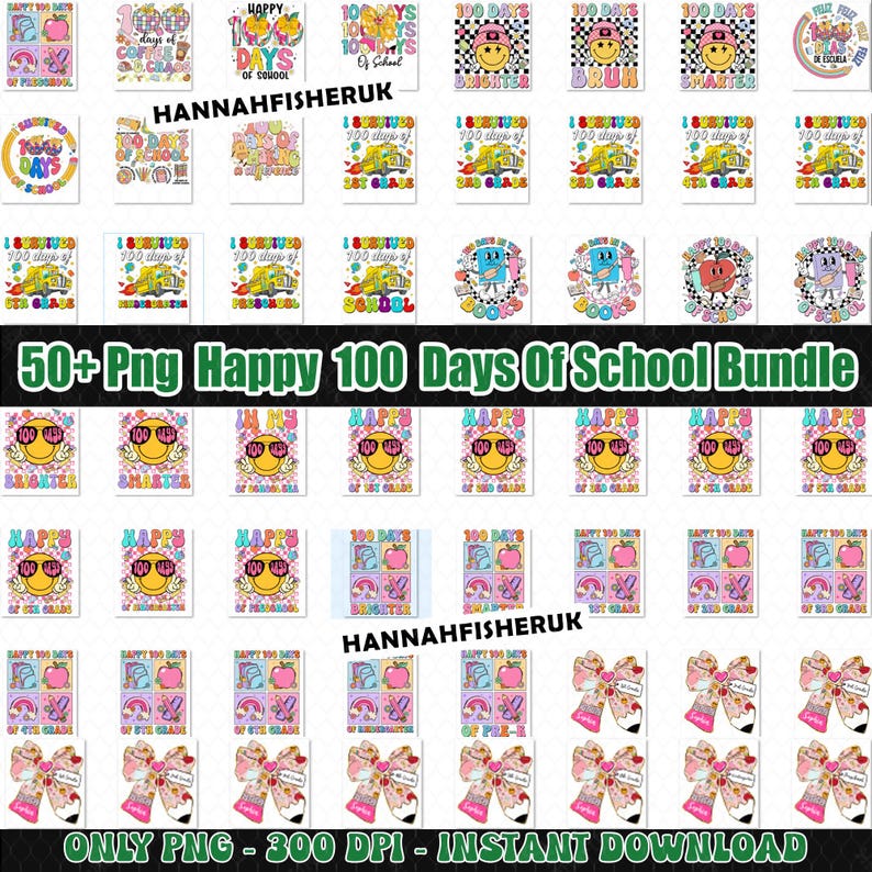 50+ 100 Days of School PNG Bundle, 100th Day of School Png, Preschool ...
