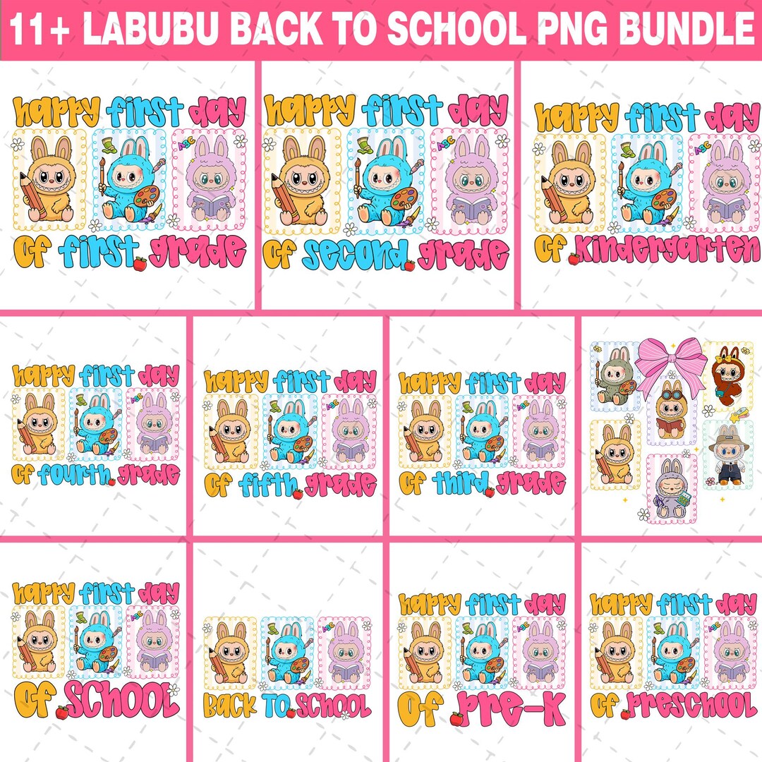 11+labubu Back to School Bundle PNG SVG, Teacher First Day of School ...
